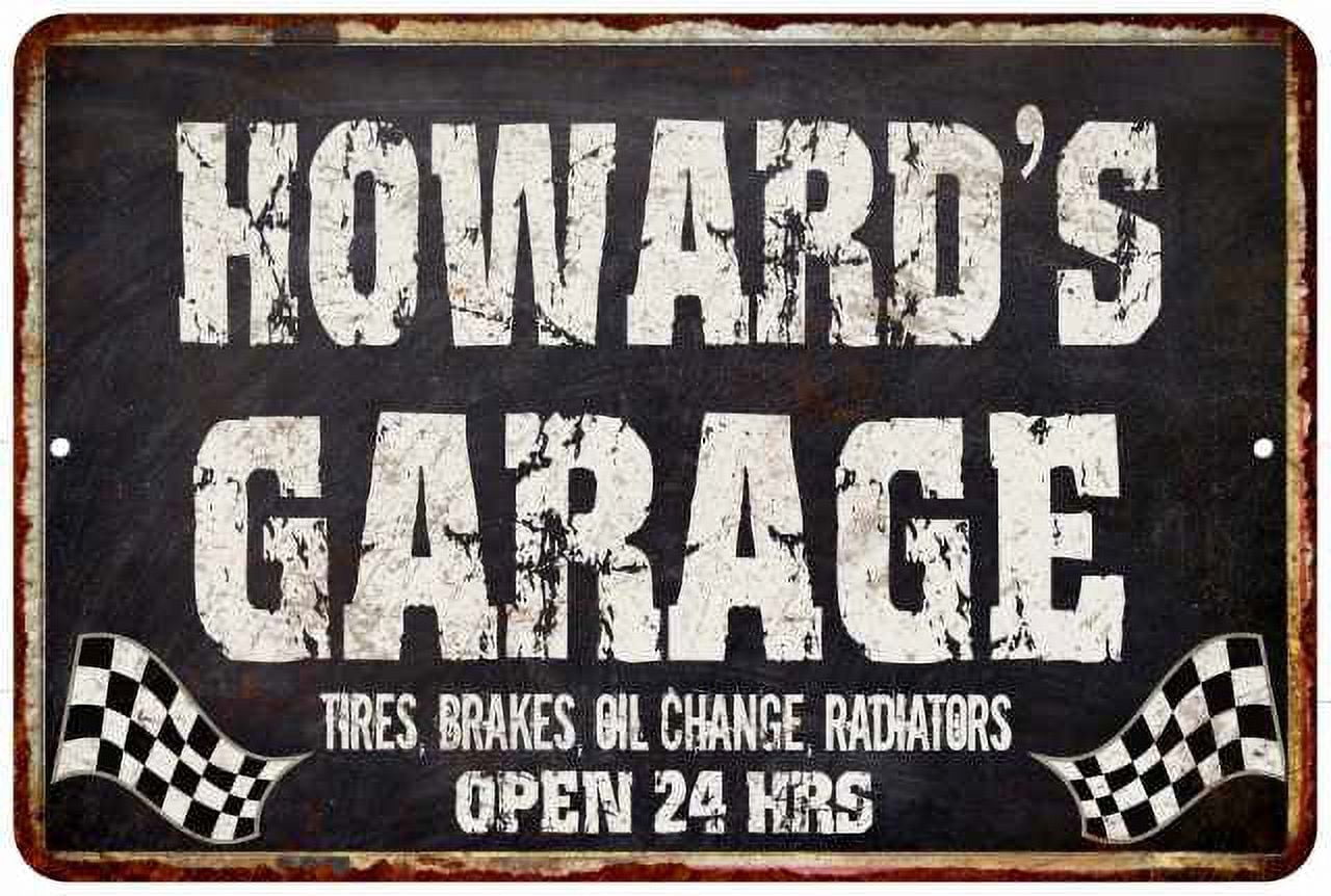 HOWARD'S Garage Black Grunge Sign 8 x 12 Matte Finish Metal ...