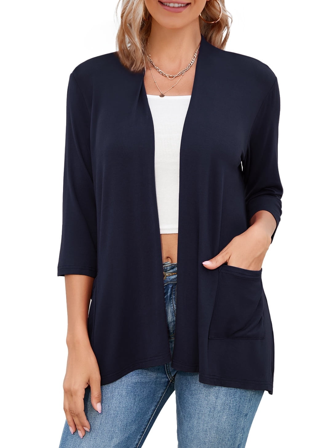 HOWCOME 3/4 Sleeve Cardigans, Easy to Wear, Flowy Open Front Cardigan ...