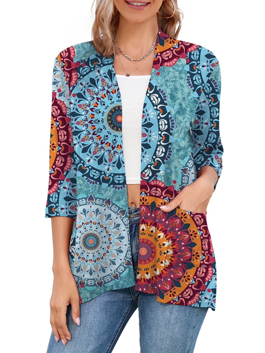 HOWCOME 3/4 Sleeve Cardigans, Easy to Wear, Flowy Open Front Cardigan ...