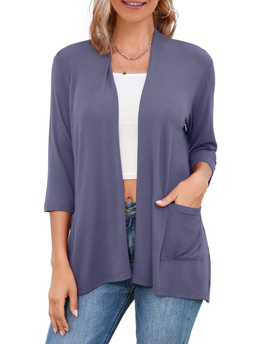 HOWCOME 3/4 Sleeve Cardigans, Easy to Wear, Flowy Open Front Cardigan ...