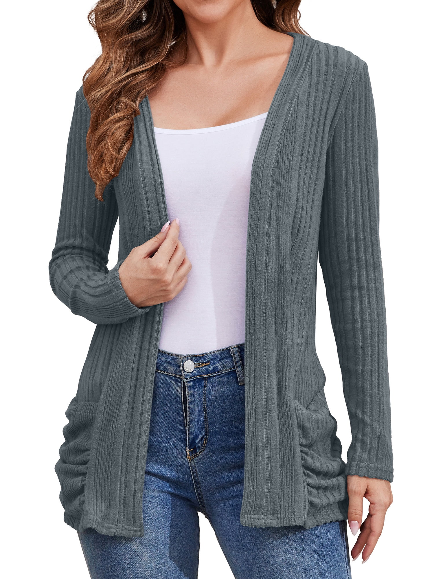 HOWCOME Long Sleeve Cardigans for Women, Lightweight Open Front ...