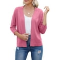 HOWCOME Women's 3/4 Sleeve Cropped Cardigans Sweaters Jackets Open ...