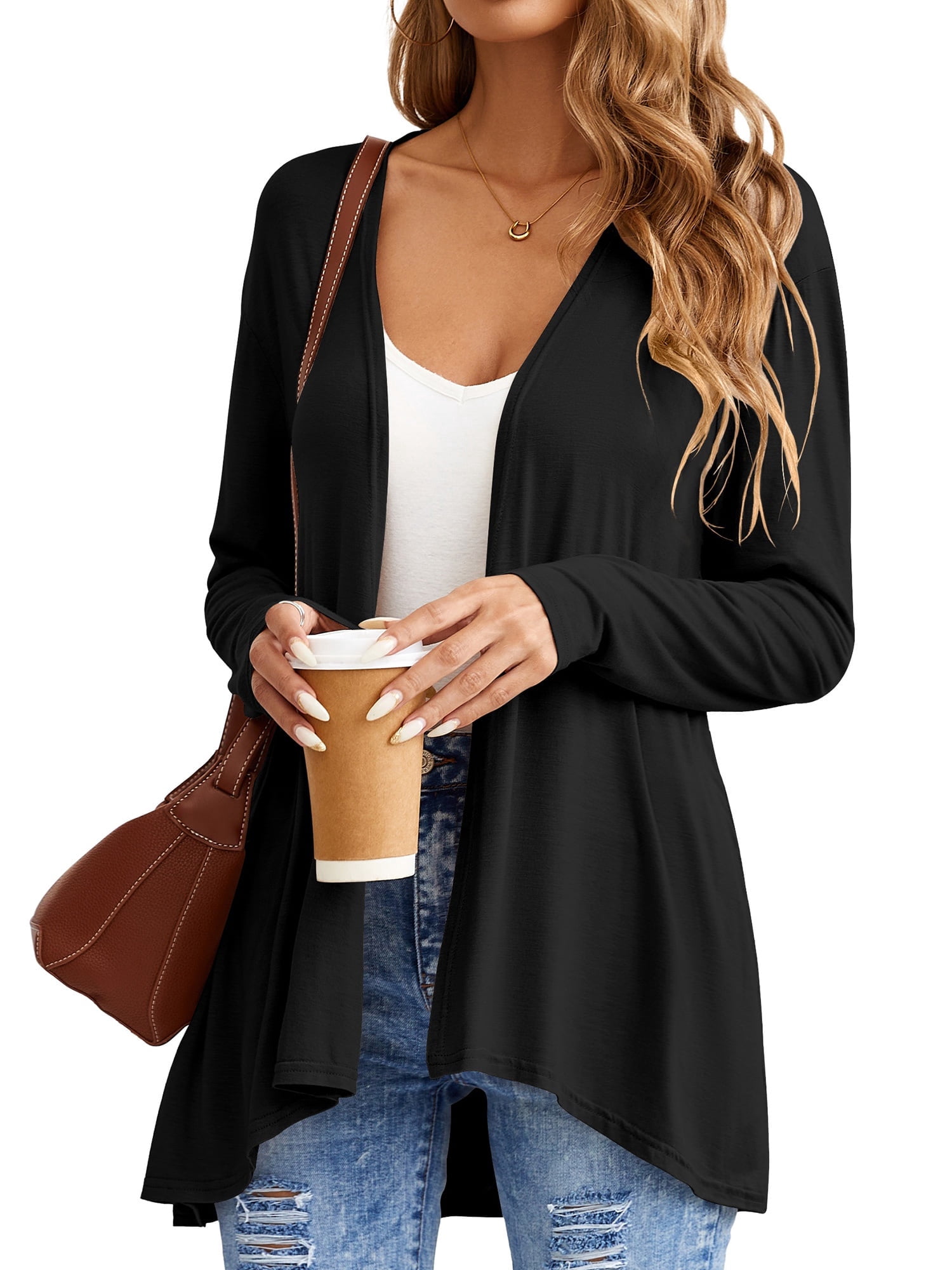 HOWCOME Women's Lightweight Open-Front Cardigan Sweater Casual Long ...