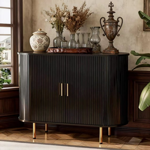 HOWCOOL 40" Mid-Century Modern Fluted Sideboard Buffet Cabinet – Coffee ...