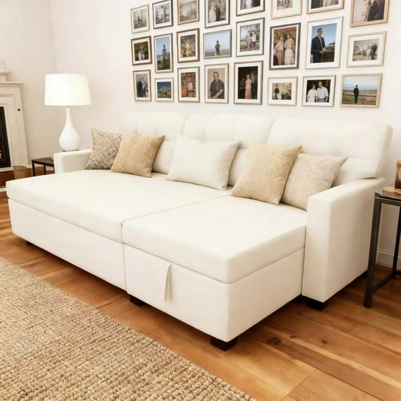 Howcool 82" Reversible Sectional Sofa Couch, Sleeper Sofa Bed with ...