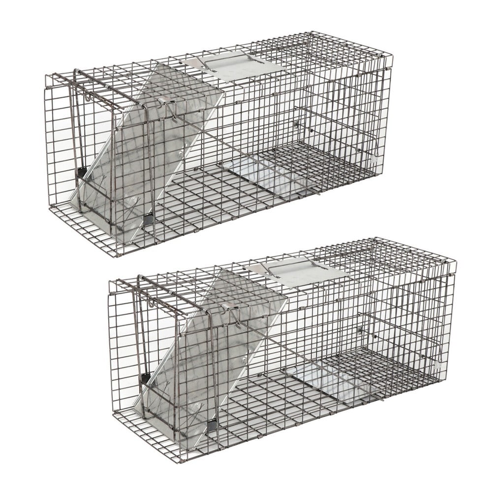 HOWEN 2PCS Live Animal Cage Trap 32"X12.5"X12", Steel Humane Rodent ...