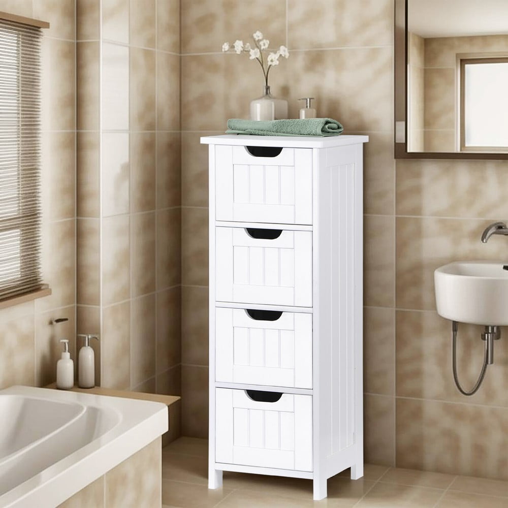 HOWEN Freestanding Small Bathroom Cabinet, 4-Drawer Side Storage ...