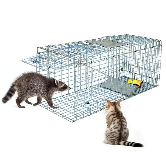 HOWEN Live Animal Trap 32"X12.5"X12", Steel Cage Humane Rodent Cage for ...