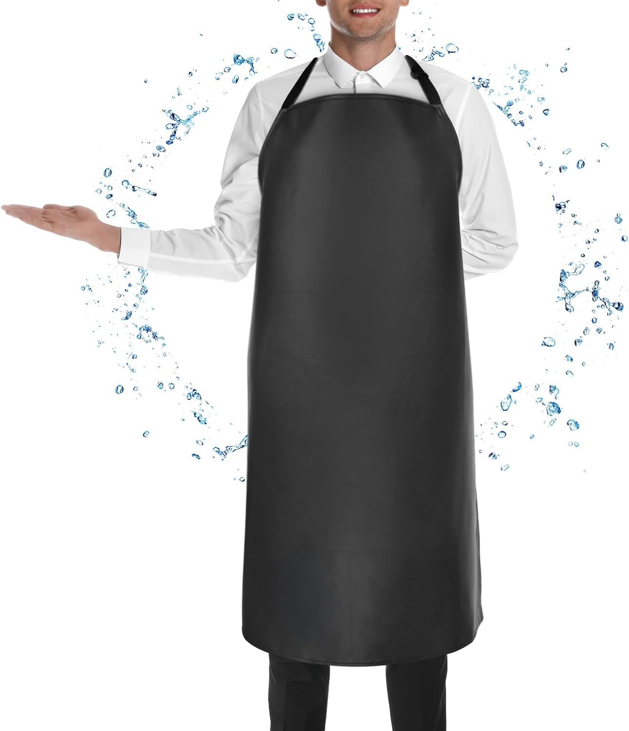 HOWEN Waterproof Butcher Apron, Extra Long Adjustable Lab Apron with ...