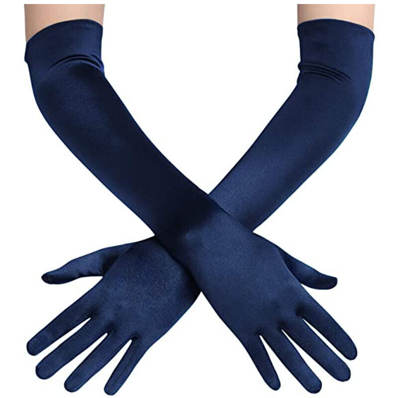 HOWEN Women's Evening Party Formal Gloves 22" Long Satin Finger Mittens ...