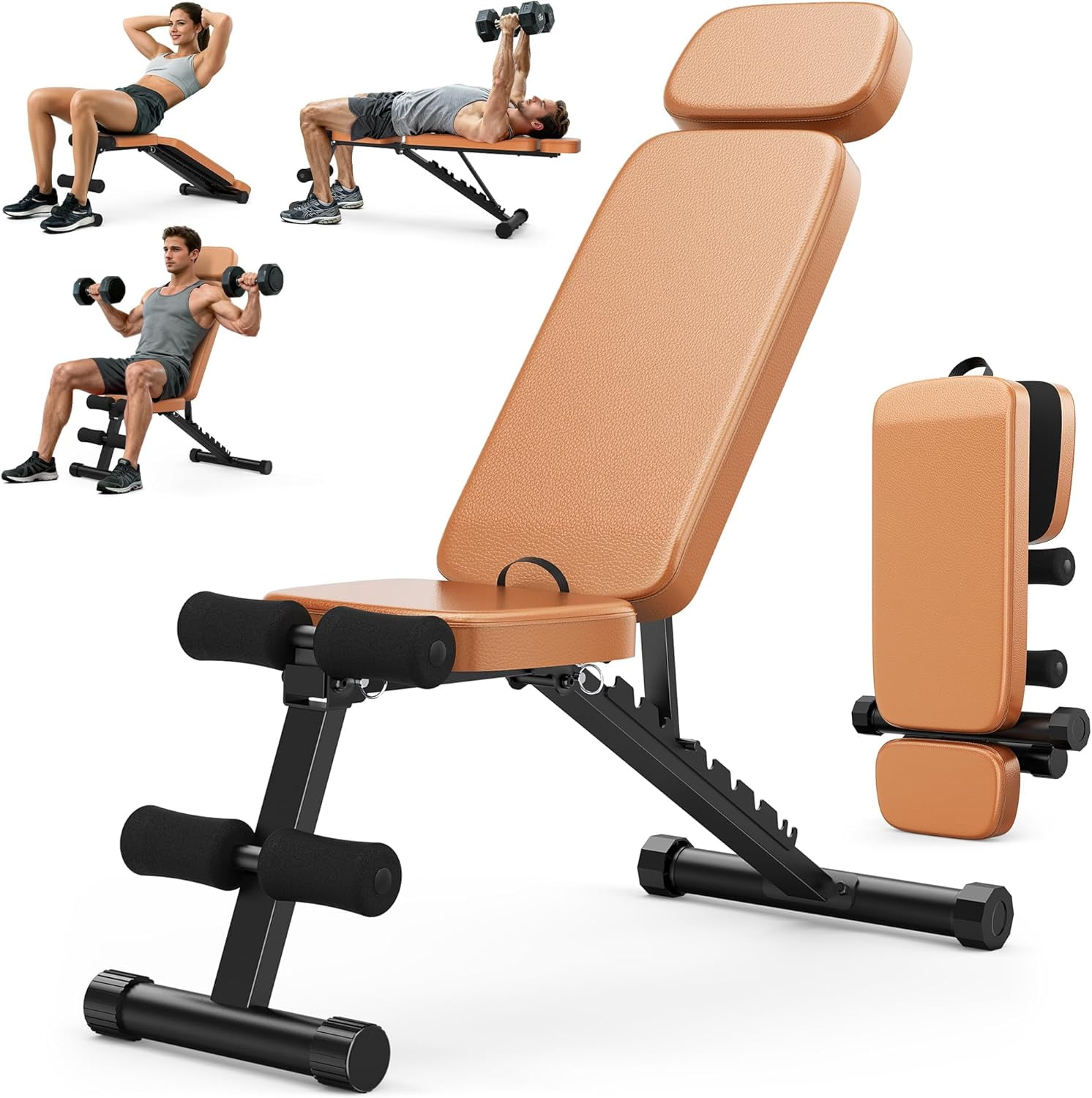 HOWEN Workout Bench, 10 Backrests Adjustable Weight Bench with Extended ...