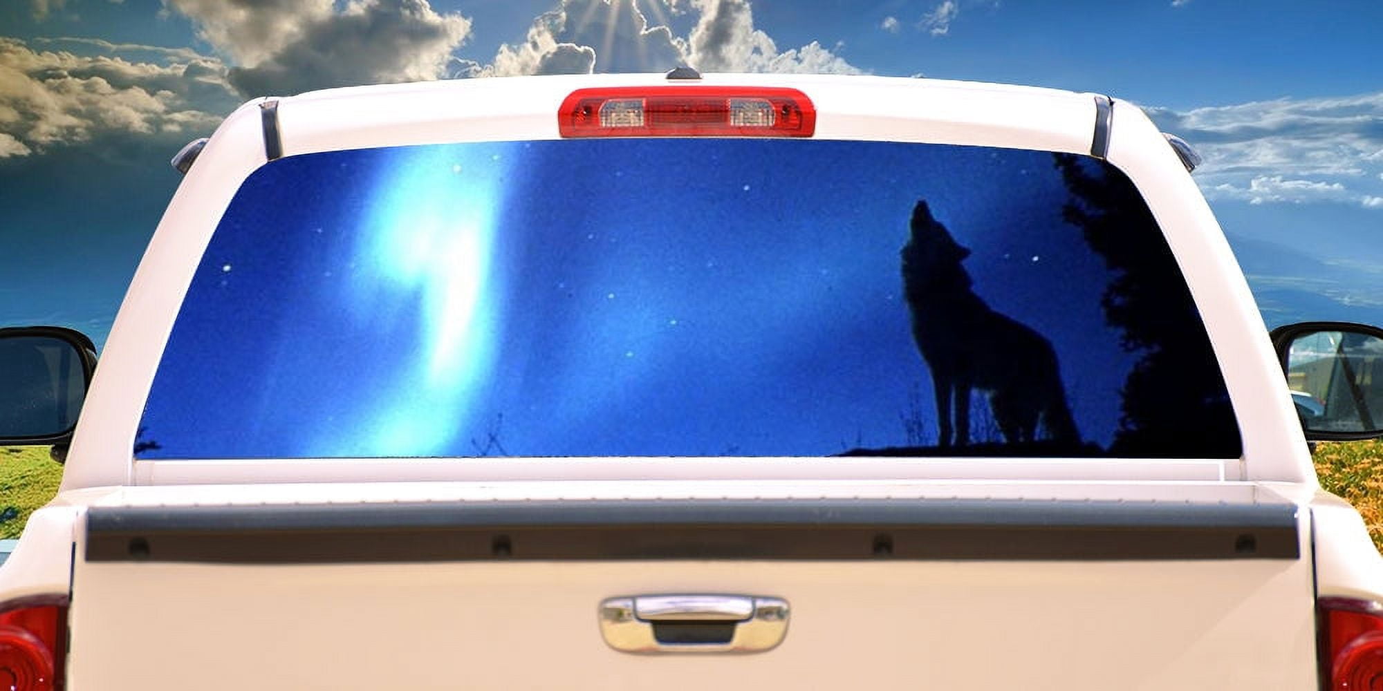 HOWLING WOLF Rear Window Graphic decal tint wolves view thru vinyl ...