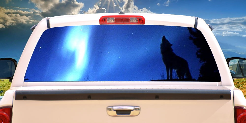 HOWLING WOLF Rear Window Graphic decal tint wolves view thru vinyl ...