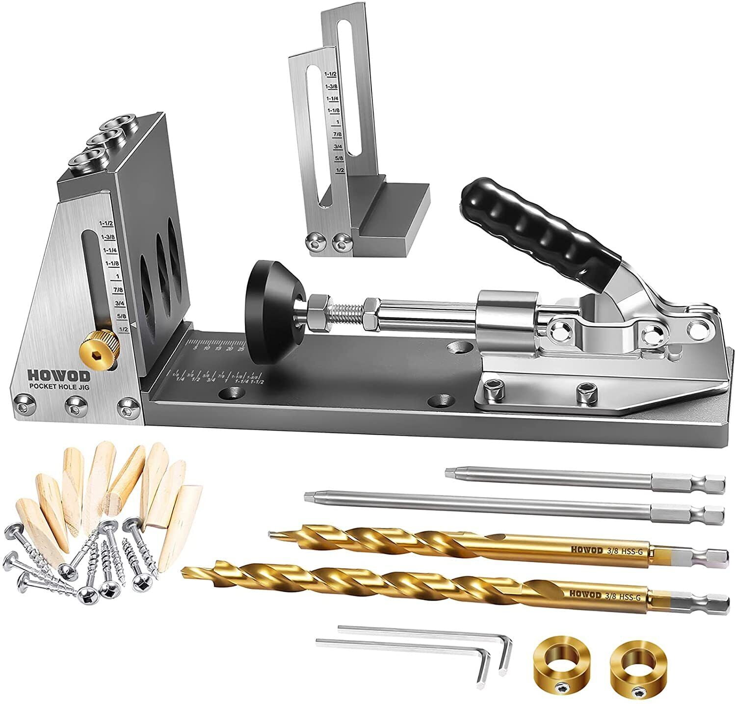 HOWOD Pocket Hole Jig Kit, All-Metal Finish, Accurate, Durable Tool Set ...