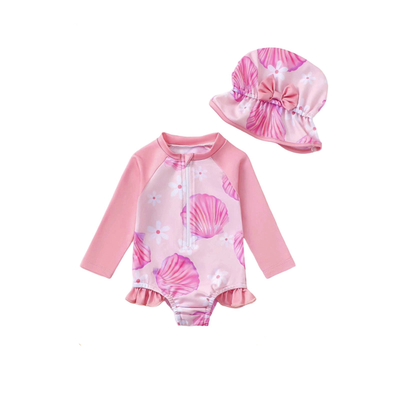 HOWPAY 2 Piece Swimsuit for Girls Summer Long Sleeve Tankini Bikini Set ...