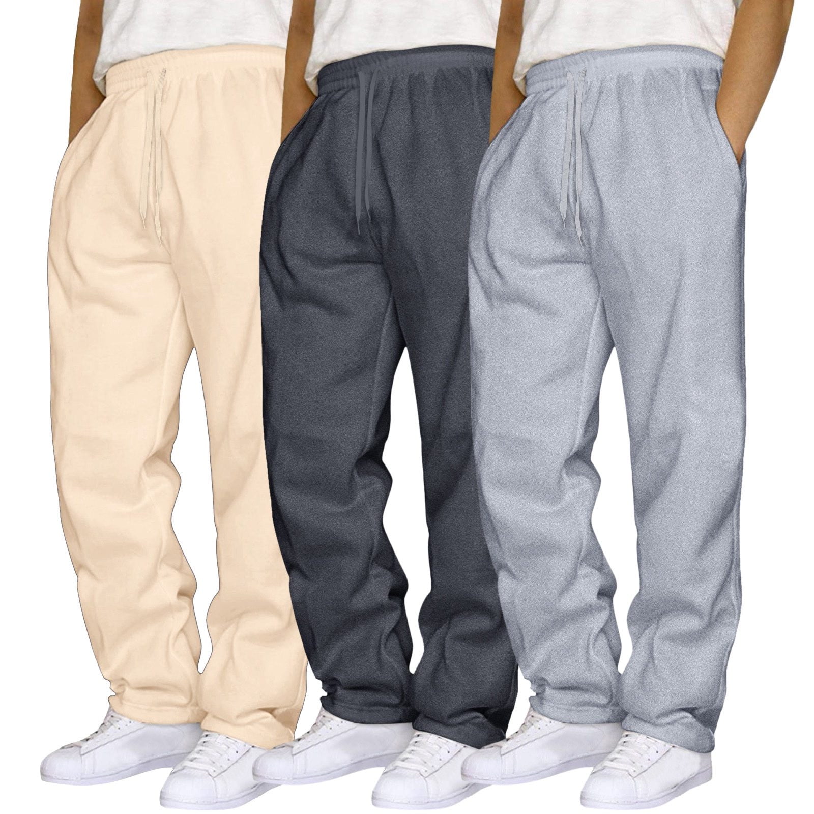 HOWPAY 3 Pack Sweatpants for Men Open Bottom Baggy Track Pants with ...