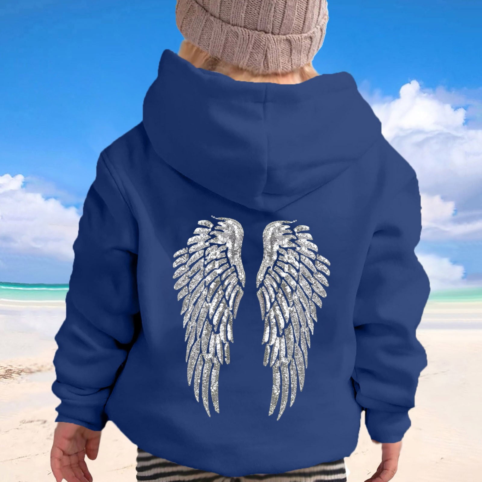 HOWPAY Angel Wing Hoodie for Girls Cute Graphic Casual Cozy Pullover ...