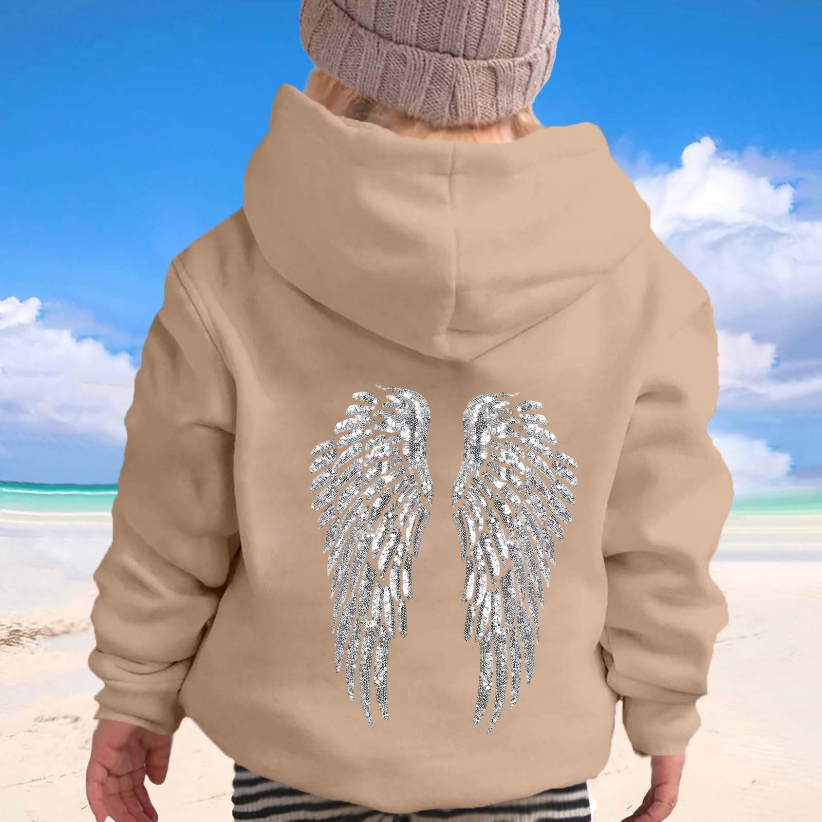HOWPAY Angel Wing Hoodie for Girls Cute Graphic Casual Cozy Pullover ...