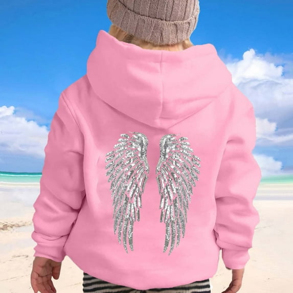 HOWPAY Angel Wing Hoodie for Girls Cute Graphic Casual Cozy Pullover ...