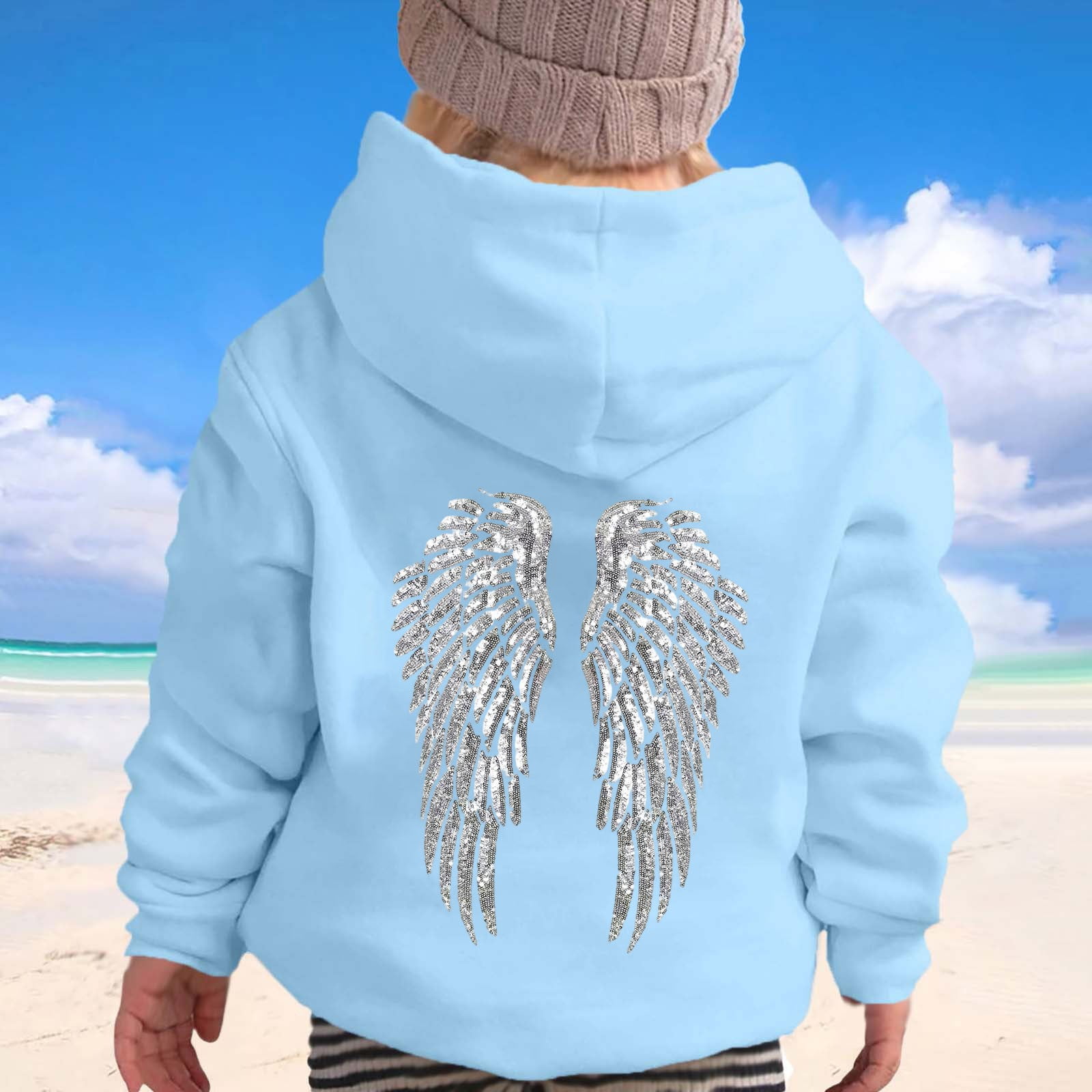HOWPAY Angel Wing Hoodie for Girls Cute Graphic Casual Cozy Pullover ...