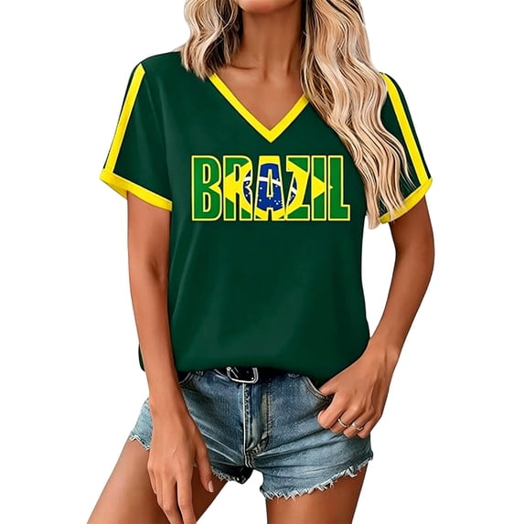 HOWPAY Brazil Jersey 2026 Women Game Day Funny Soccer Graphic T Shirt ...