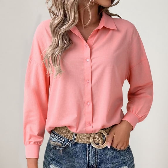HOWPAY Button down Shirts for Women Long Sleeve Collared Business ...