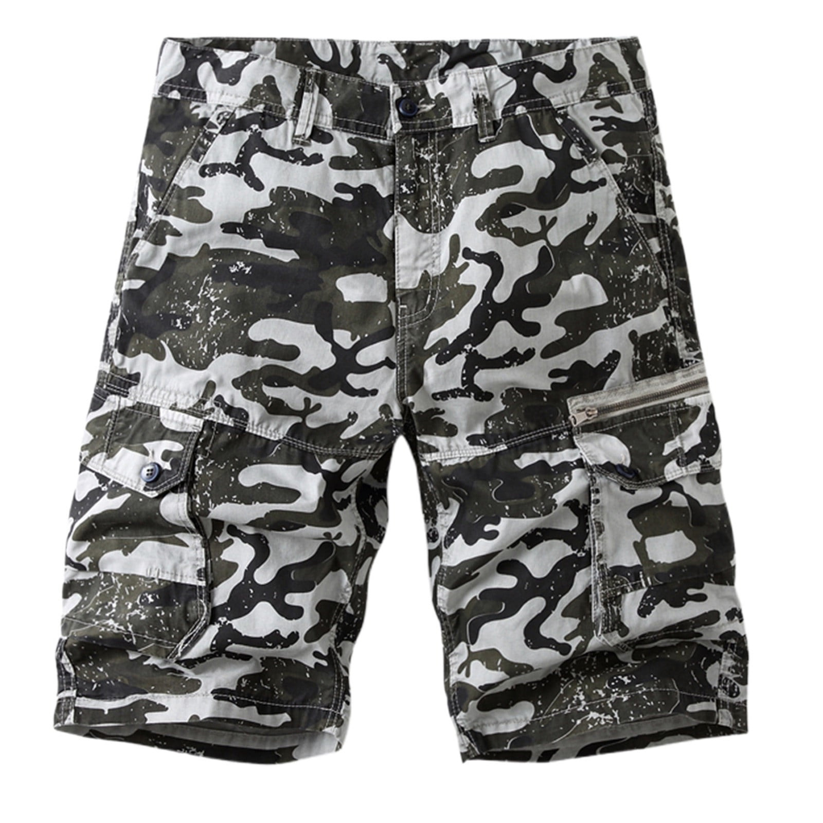 HOWPAY Cargo Shorts Men Casual Camo Print Elastic Waist Cargo Pants ...