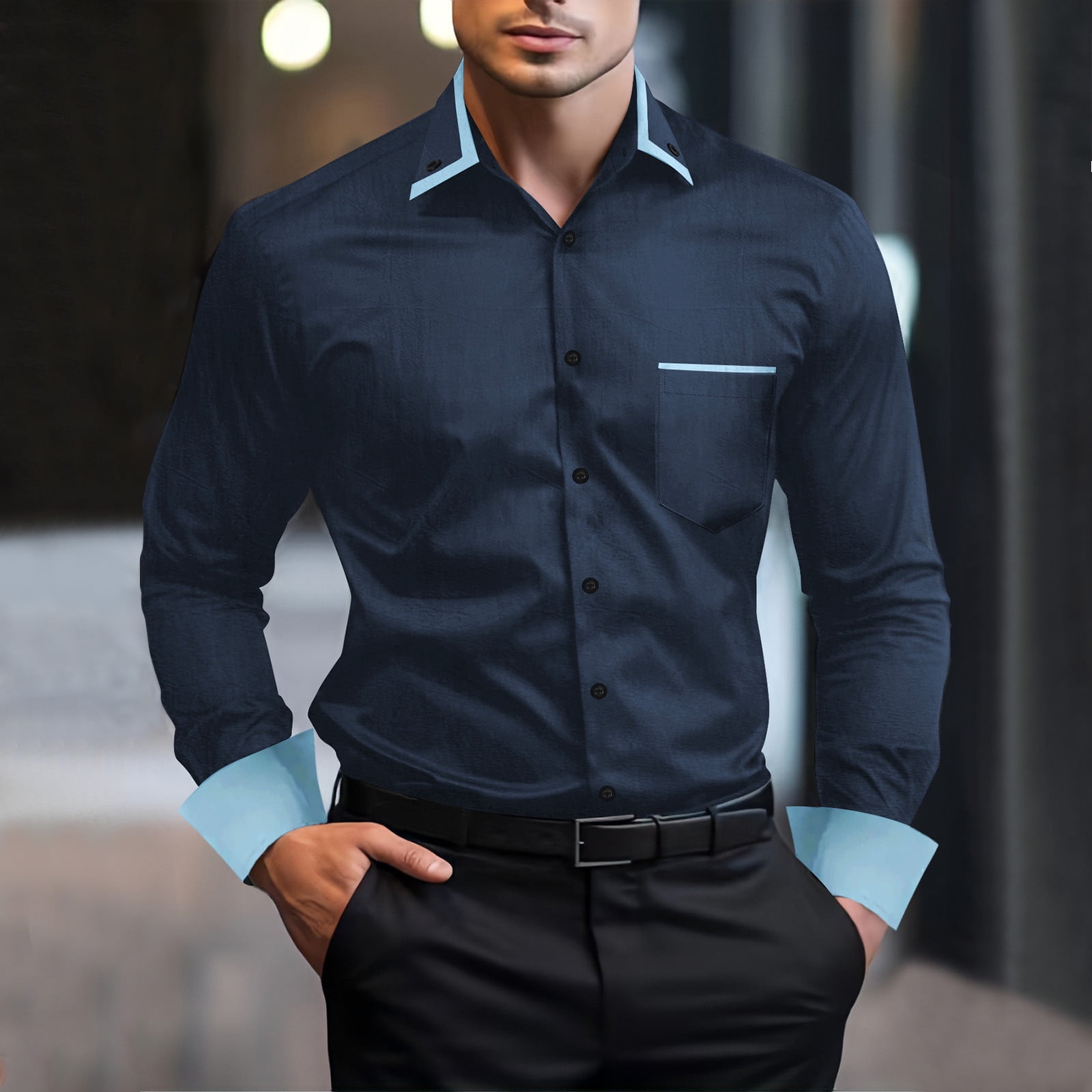 HOWPAY Dress Shirts for Men Long Sleeve Button down Classic Shirts ...