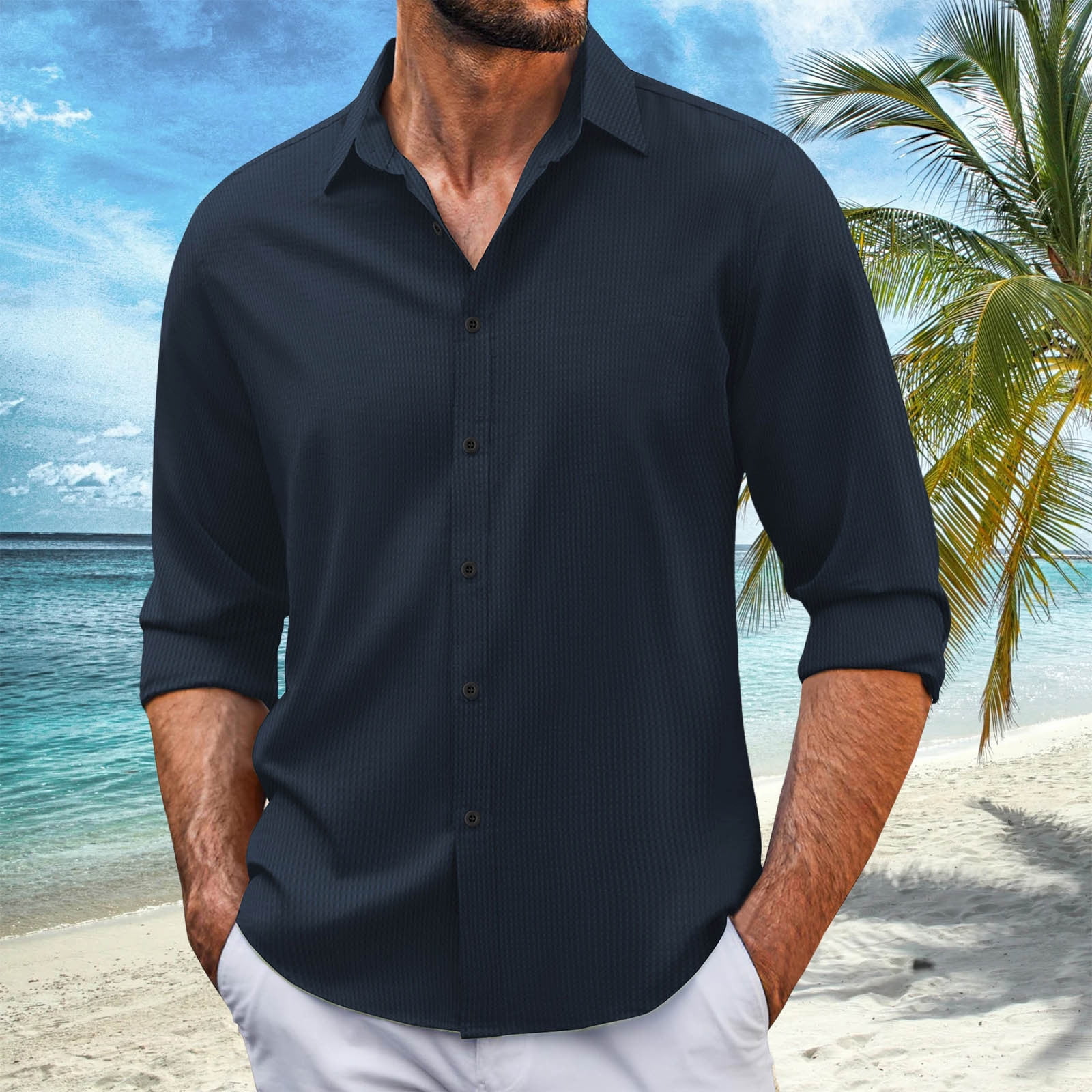 HOWPAY Dress Shirts for Men Regular Fit Long Sleeve Button down Shirts ...