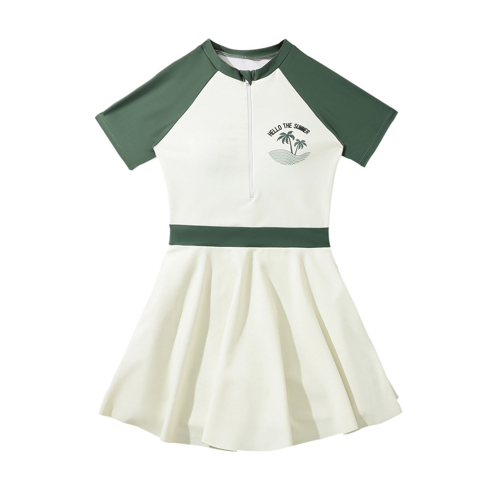 HOWPAY Girls One Piece Swimsuit Summer Cute Short Sleeve Tankini ...