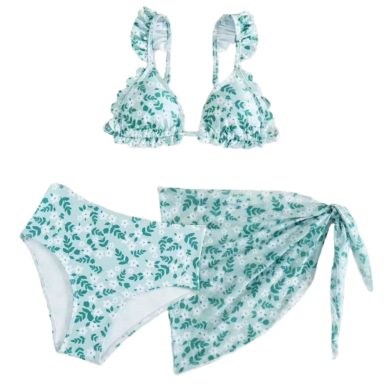 HOWPAY Girls Swimsuit 3 Piece Cute Bikini Sets Spaghetti Strap Bathing ...