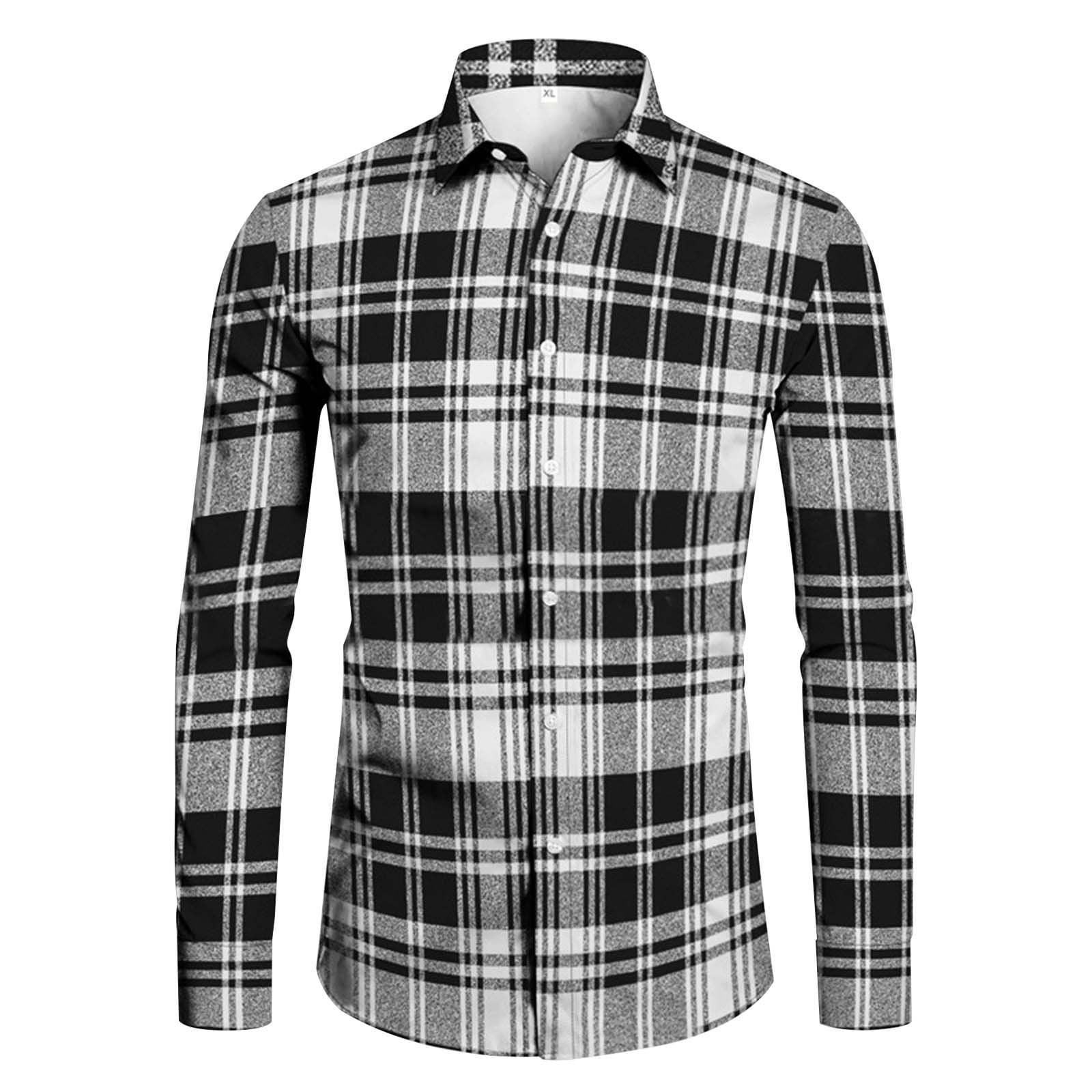 HOWPAY Lightweight Mens Shirts Plaid Roll up Long Sleeve Shackets ...