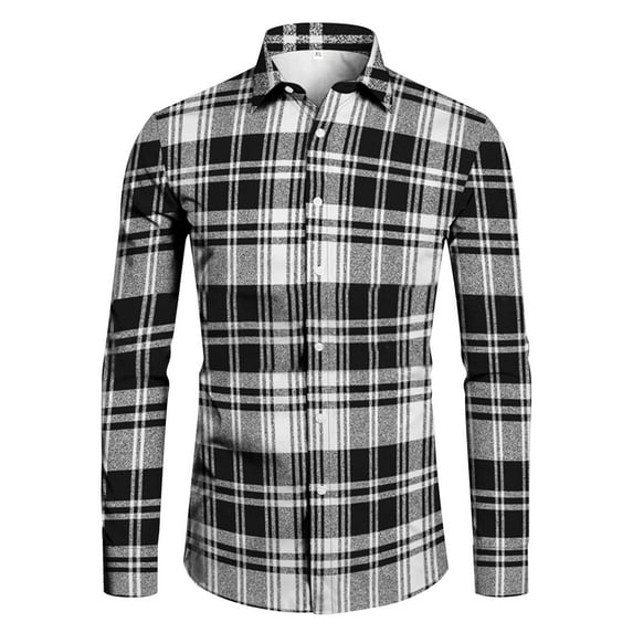 HOWPAY Lightweight Mens Shirts Plaid Roll up Long Sleeve Shackets ...