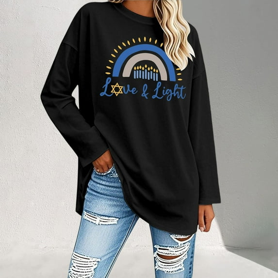 HOWPAY Long Sleeve Tops for Women V Neck Graphic Tunic Tops Dressy ...