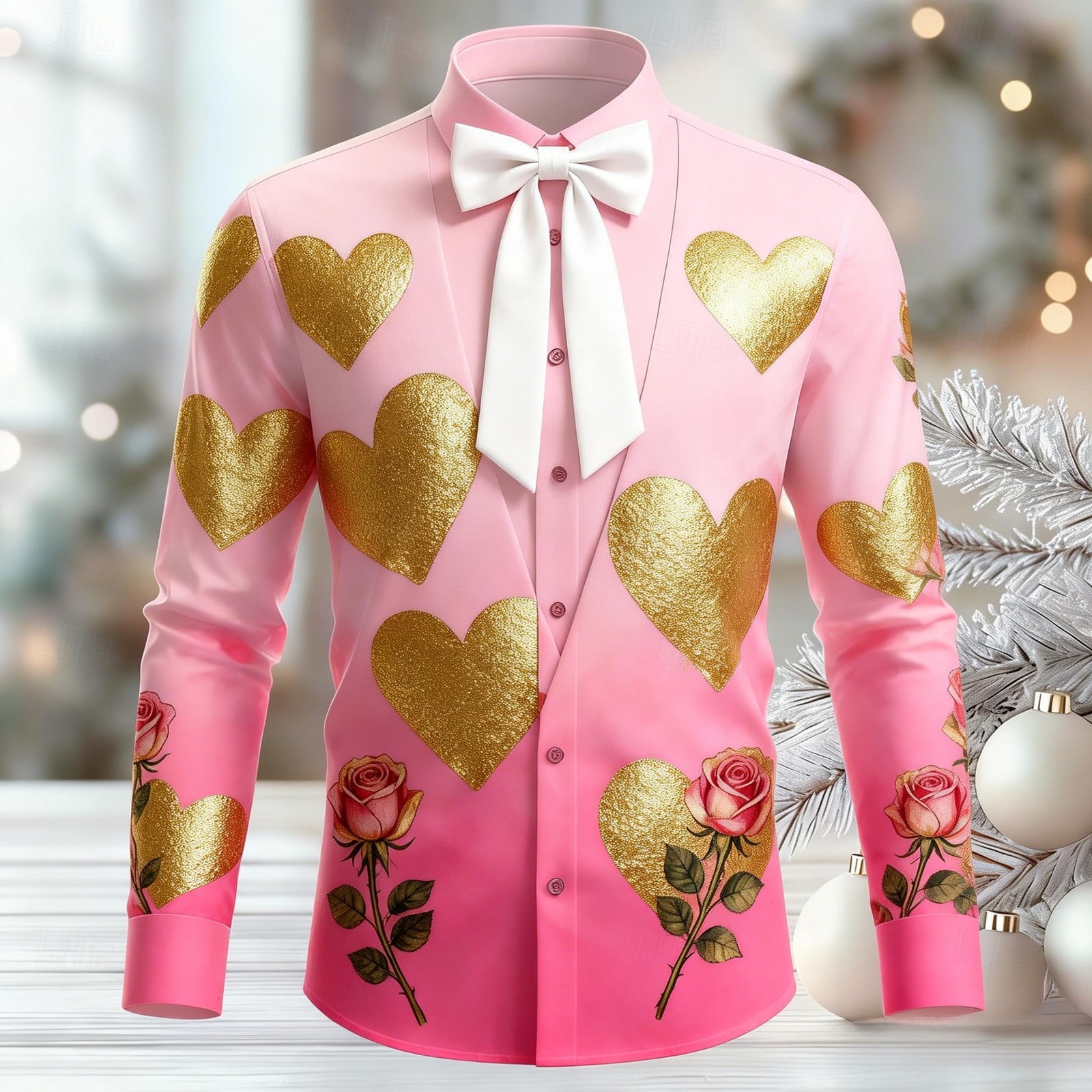 HOWPAY Men's Dress Shirts Valentines Long Sleeve Print Regular Fit ...