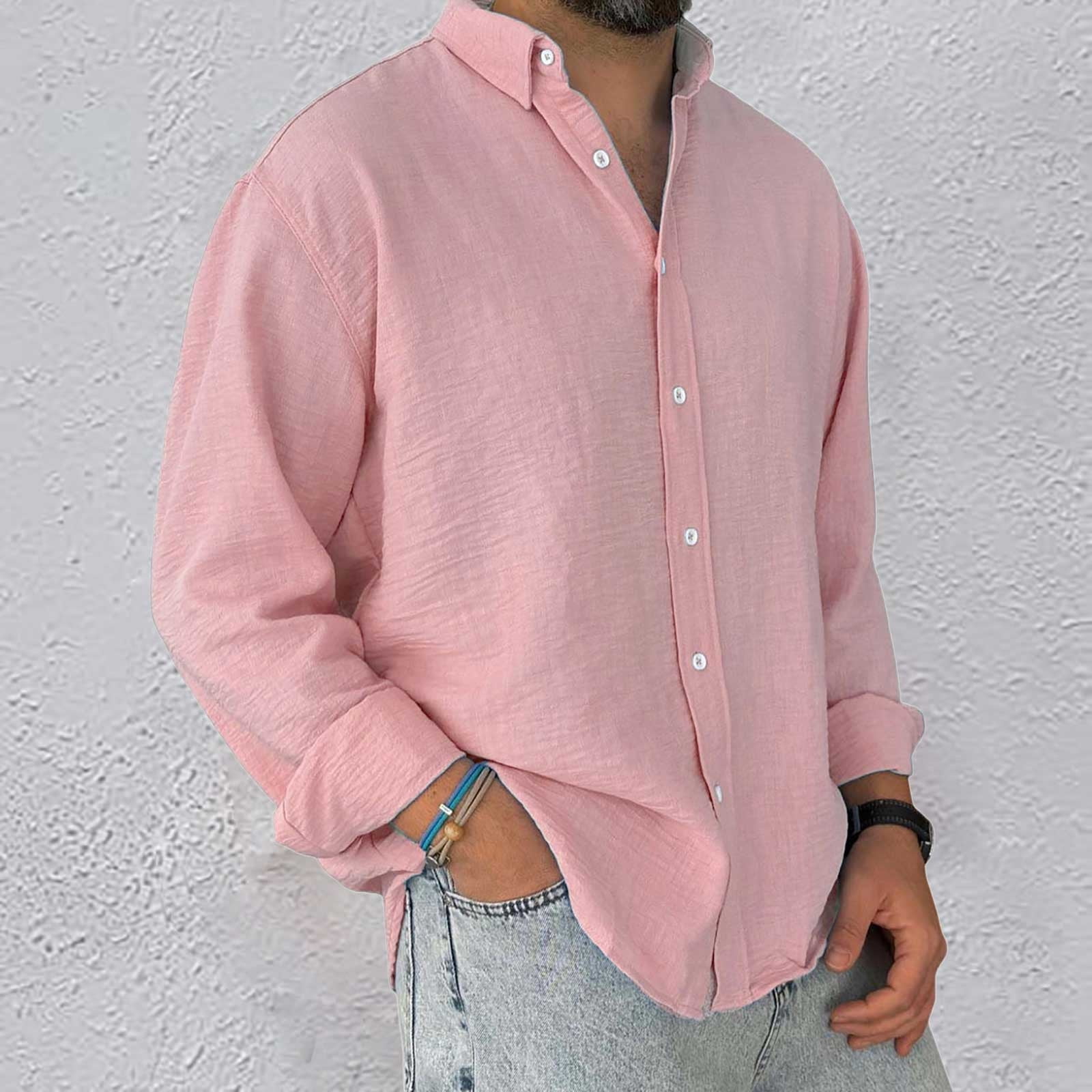 HOWPAY Mens Dress Shirt Long Sleeve Regular Fit Formal Shirt Button up ...