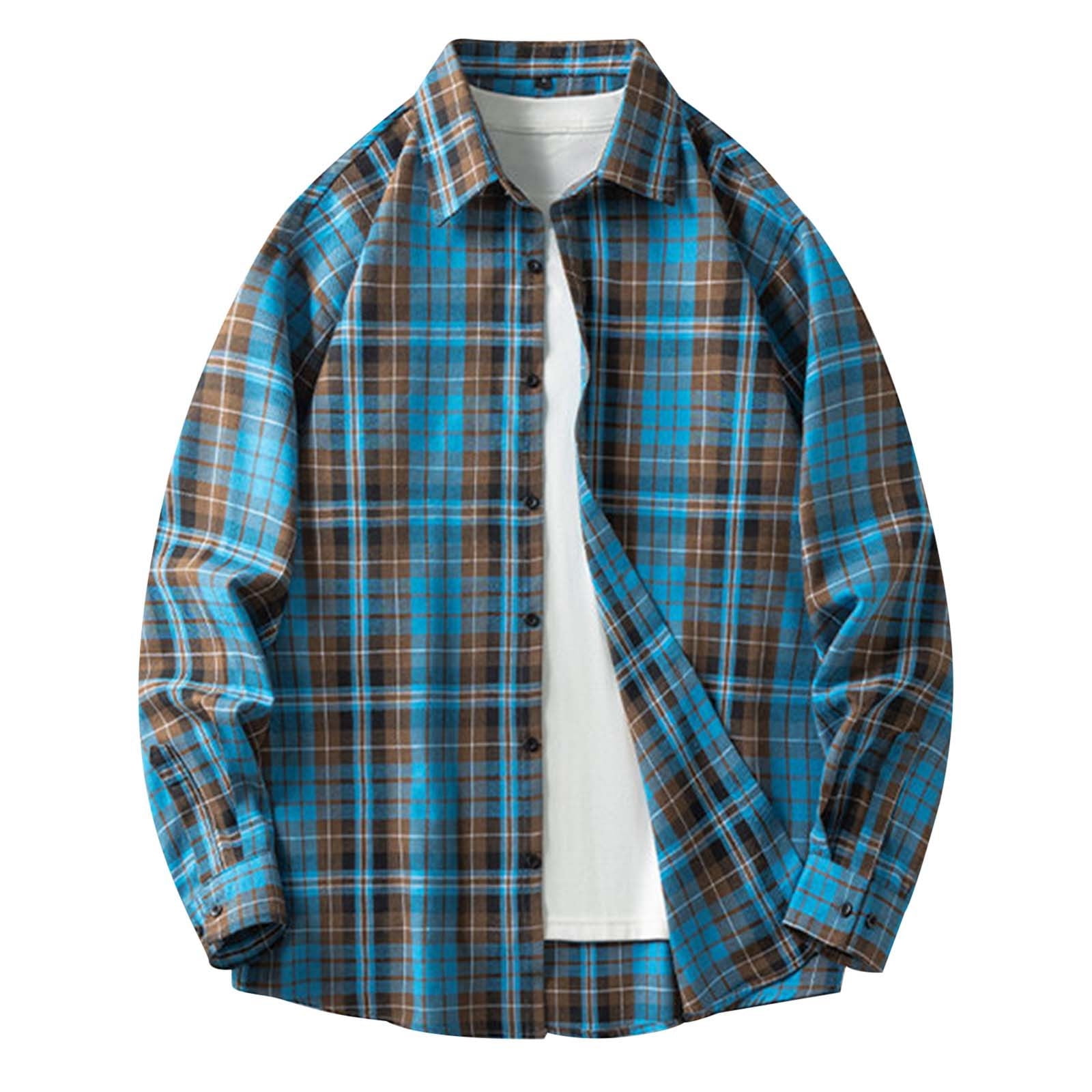 HOWPAY Mens Plaid Shirt Lightweight Button down Roll up Long Sleeve ...