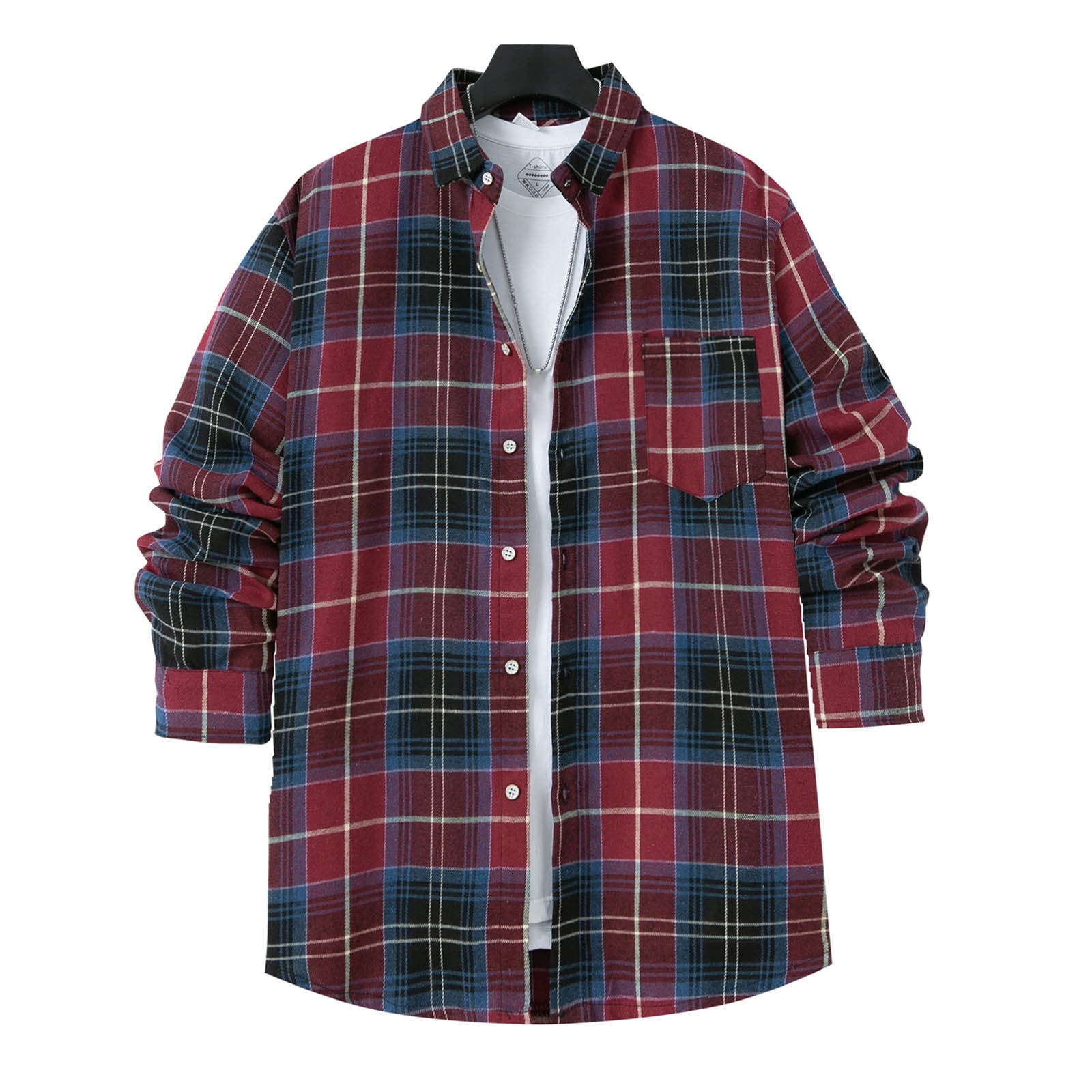HOWPAY Mens Plaid Shirt Lightweight Casual Button down Shackets Relaxed ...