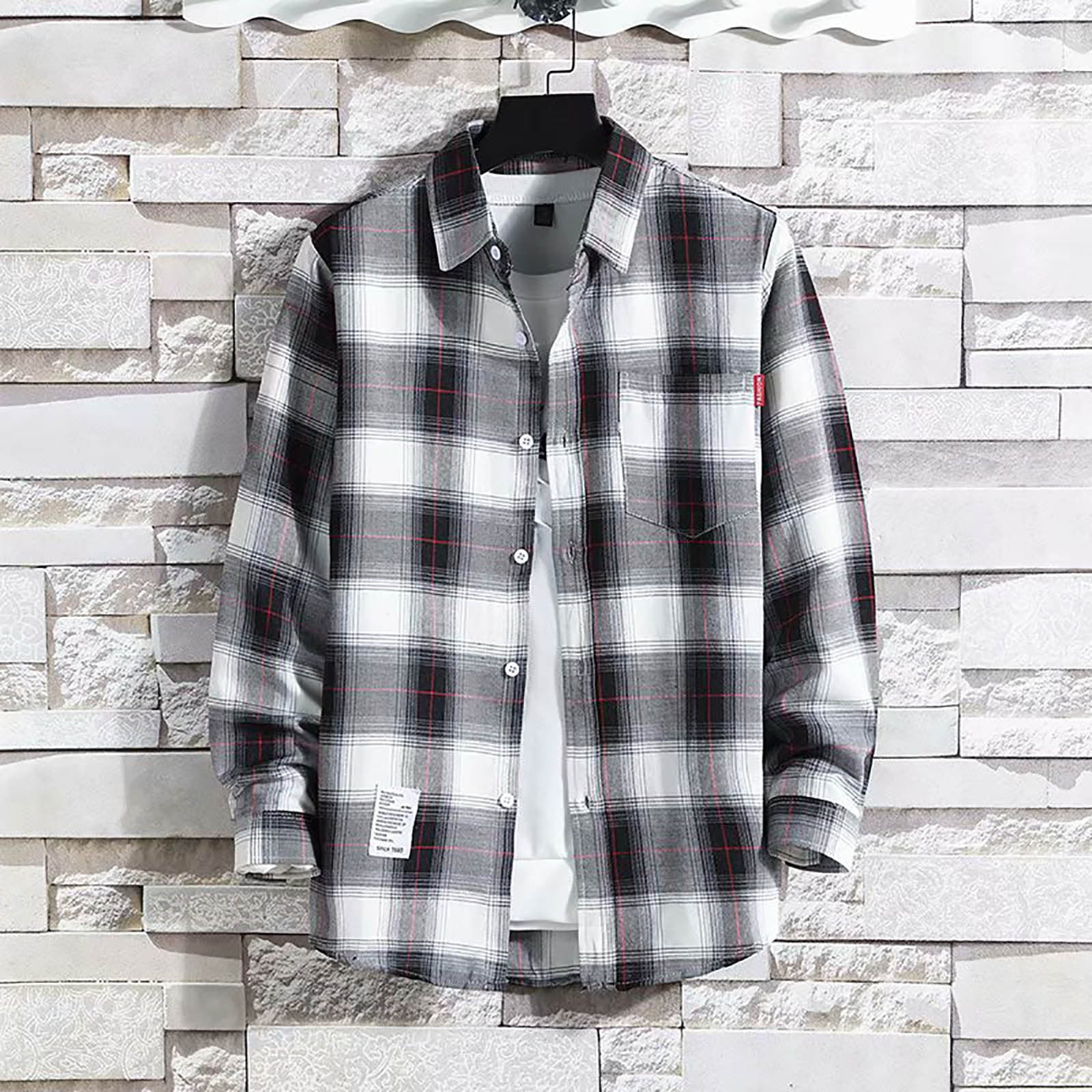 HOWPAY Mens Plaid Shirt Lightweight Casual Relaxed Fit Button down ...
