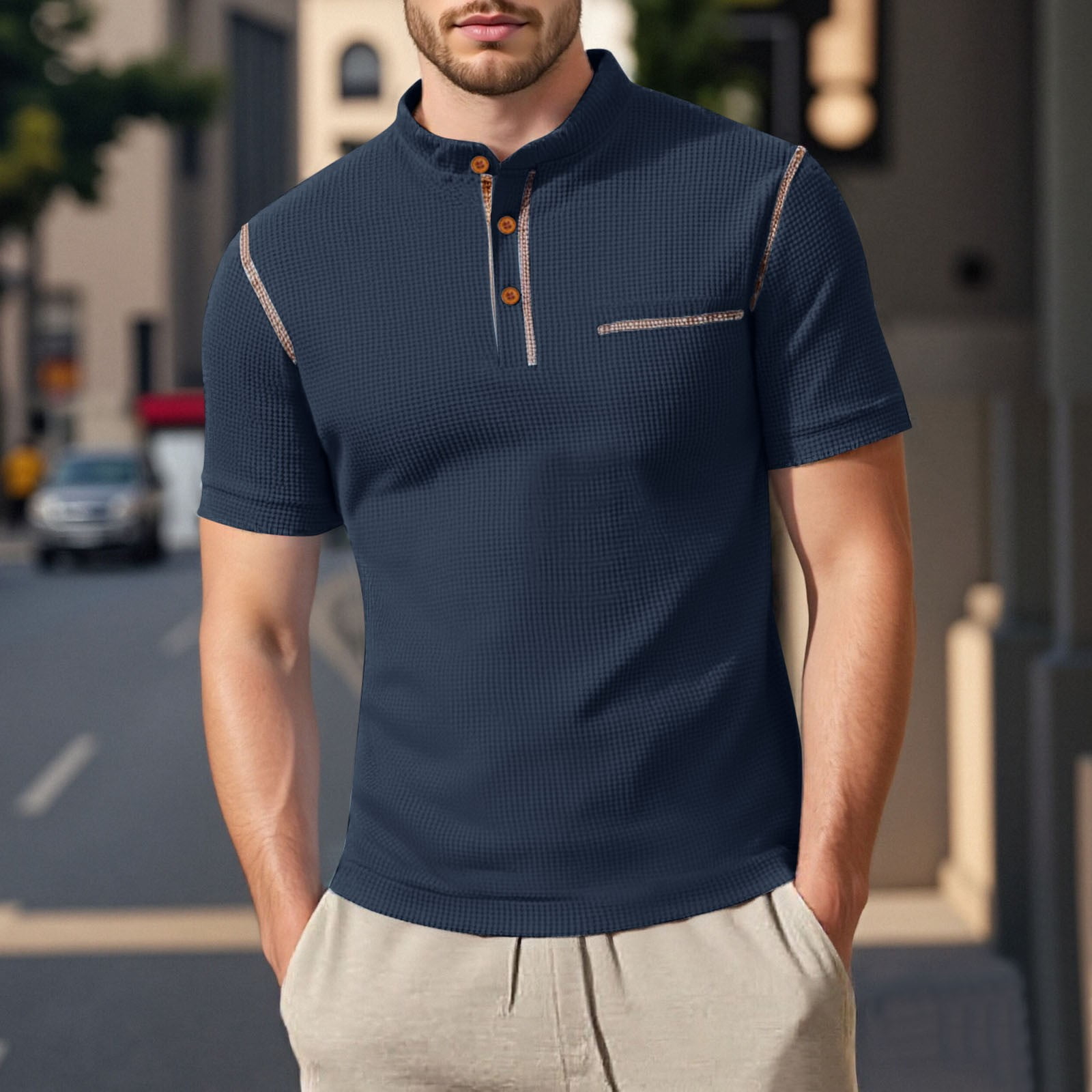 HOWPAY Mens Polo Shirts Short Sleeve Summer Casual Solid Color Classic ...