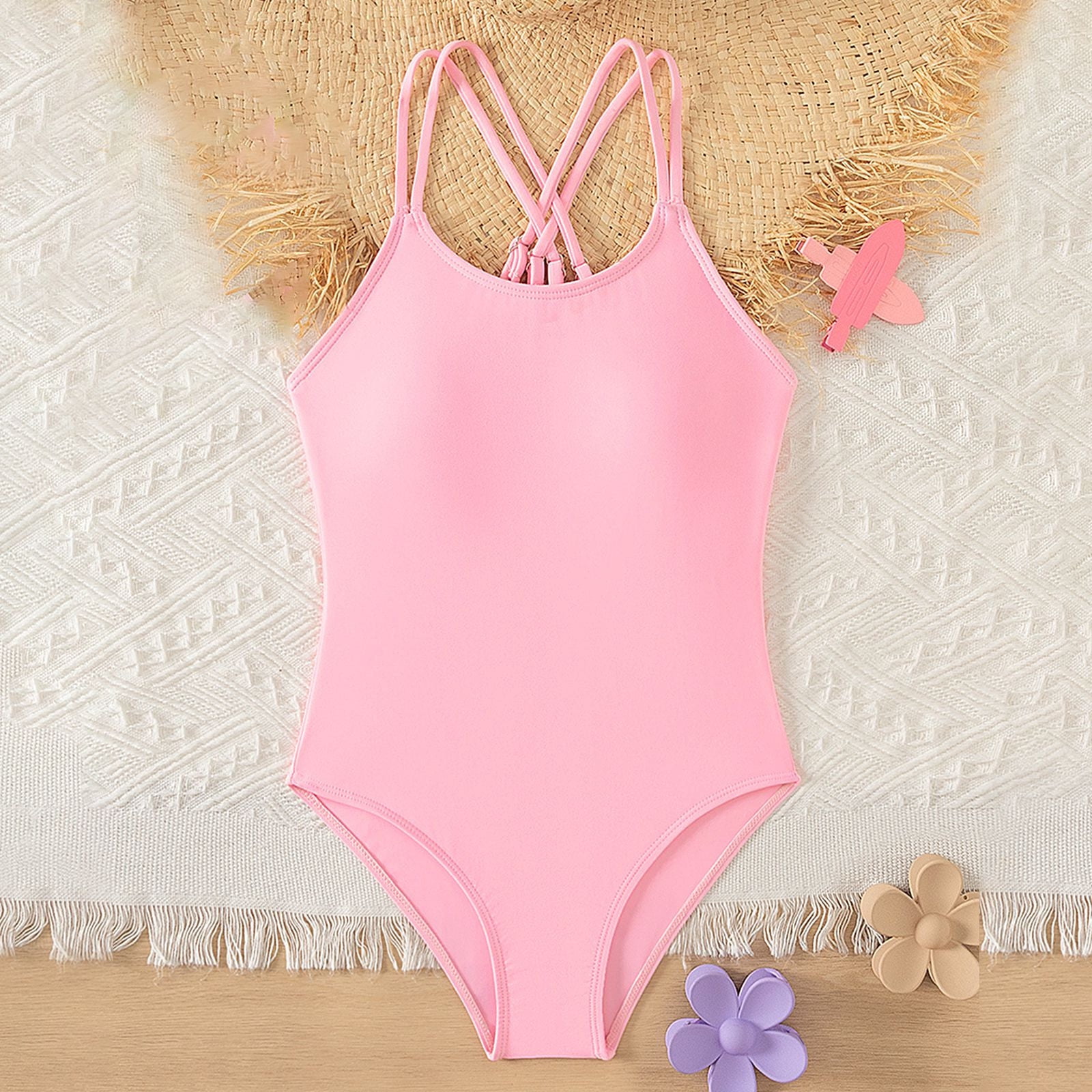 HOWPAY One Piece Swimsuit Girls Summer Sleeveless Quick Dry Swim Suits ...
