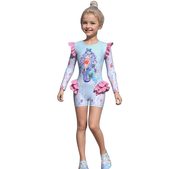 HOWPAY One Piece Swimsuit for Girls Summer Cute Long Sleeve Tankini ...