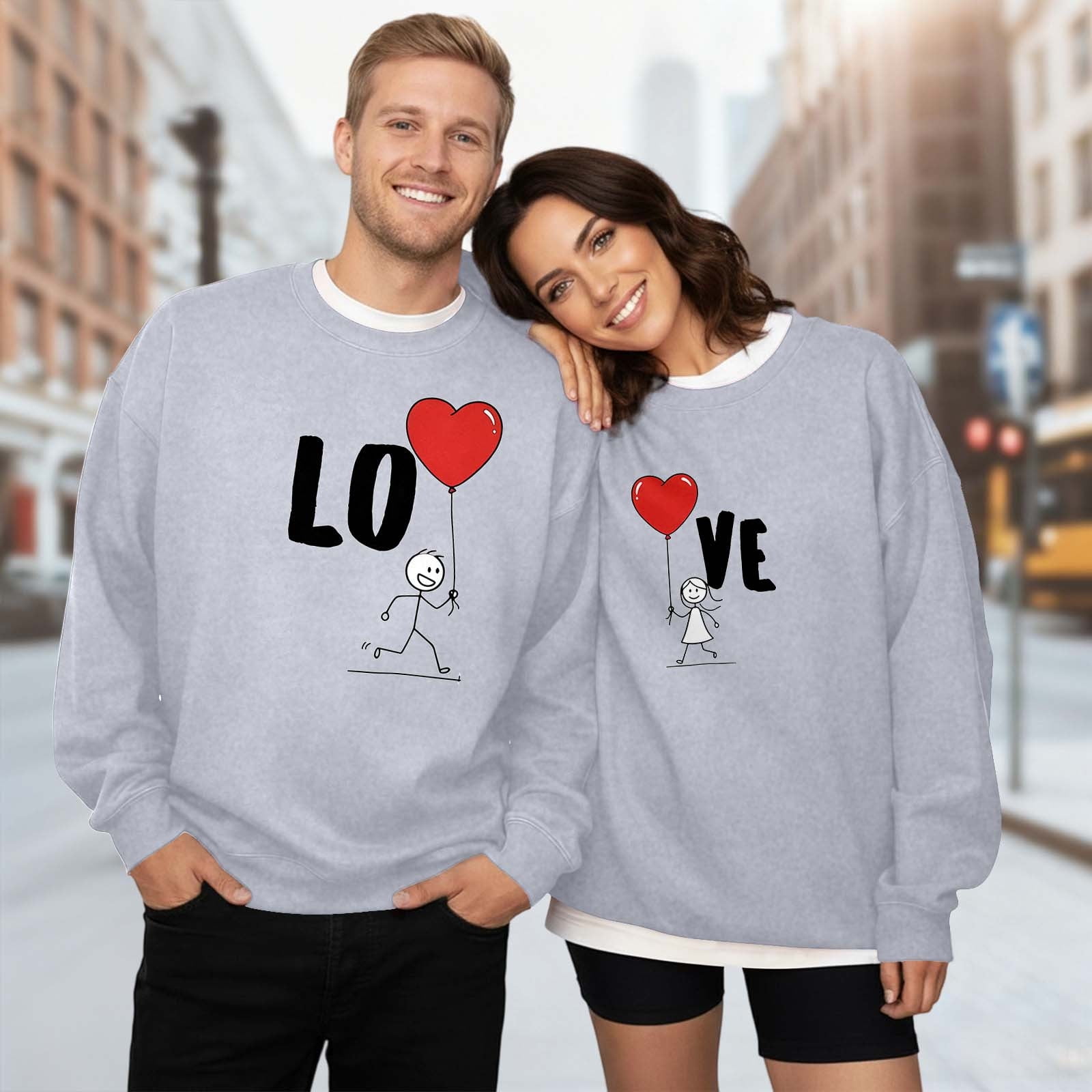 HOWPAY Valentines Sweatshirts for Couples Letter Printed Round Neck ...