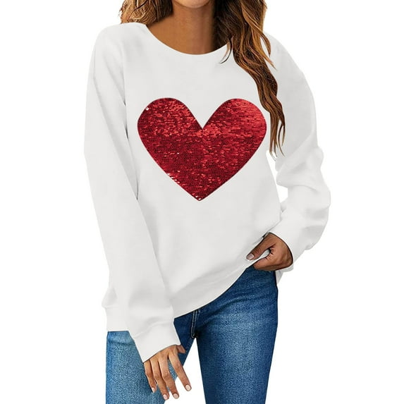 HOWPAY Valentines Women's Sweatshirt Oversized Cute Love Heart Printed ...