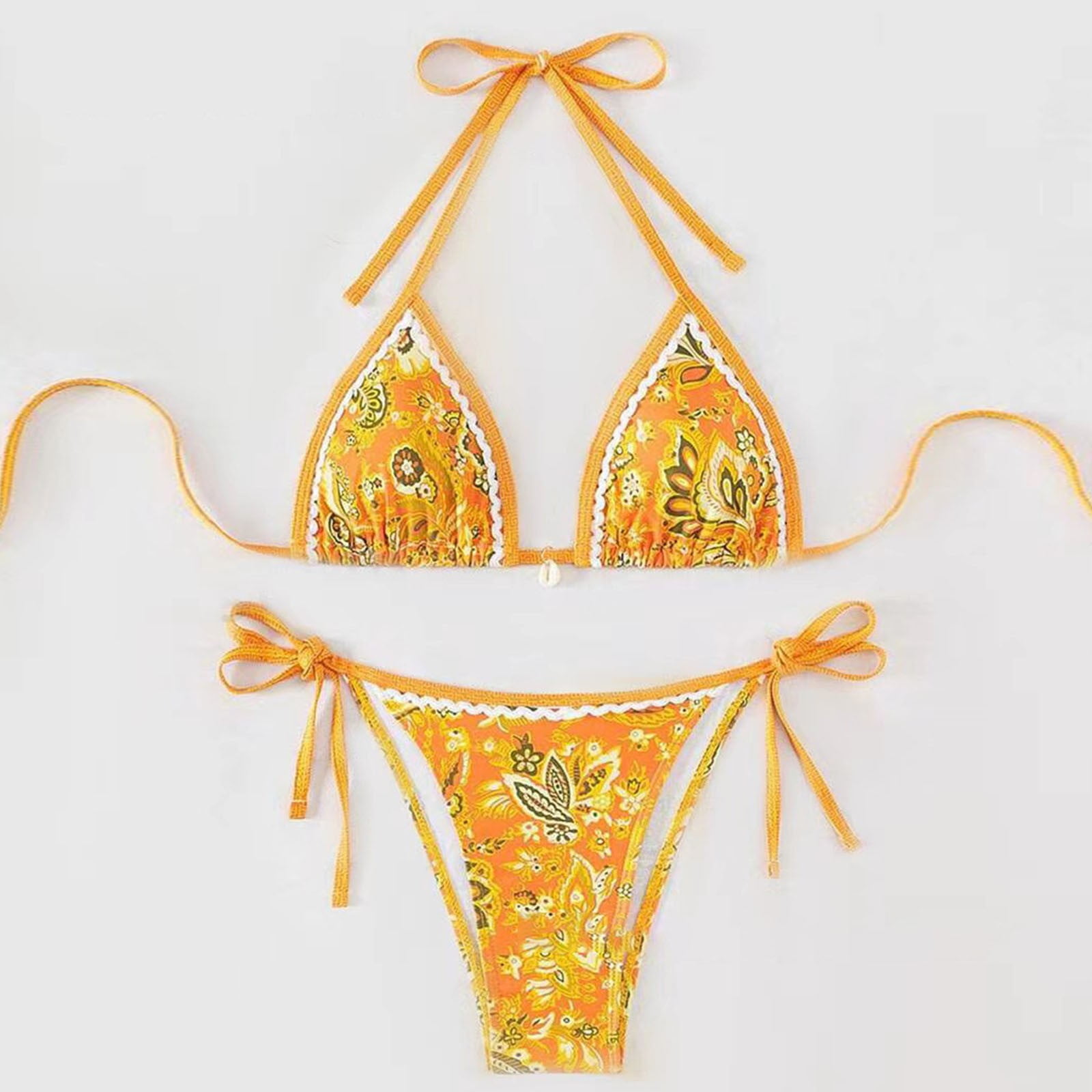 HOWPAY Women's Bikini Swimsuits Sporty Triangle Halter Top Self Tie ...