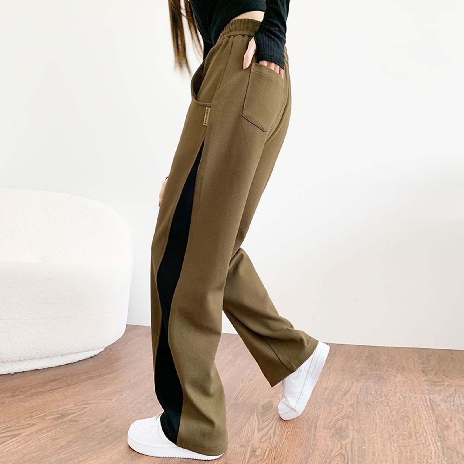 HOWPAY Women's Sweatpants High Elastic Waisted Color Block Track Pants ...