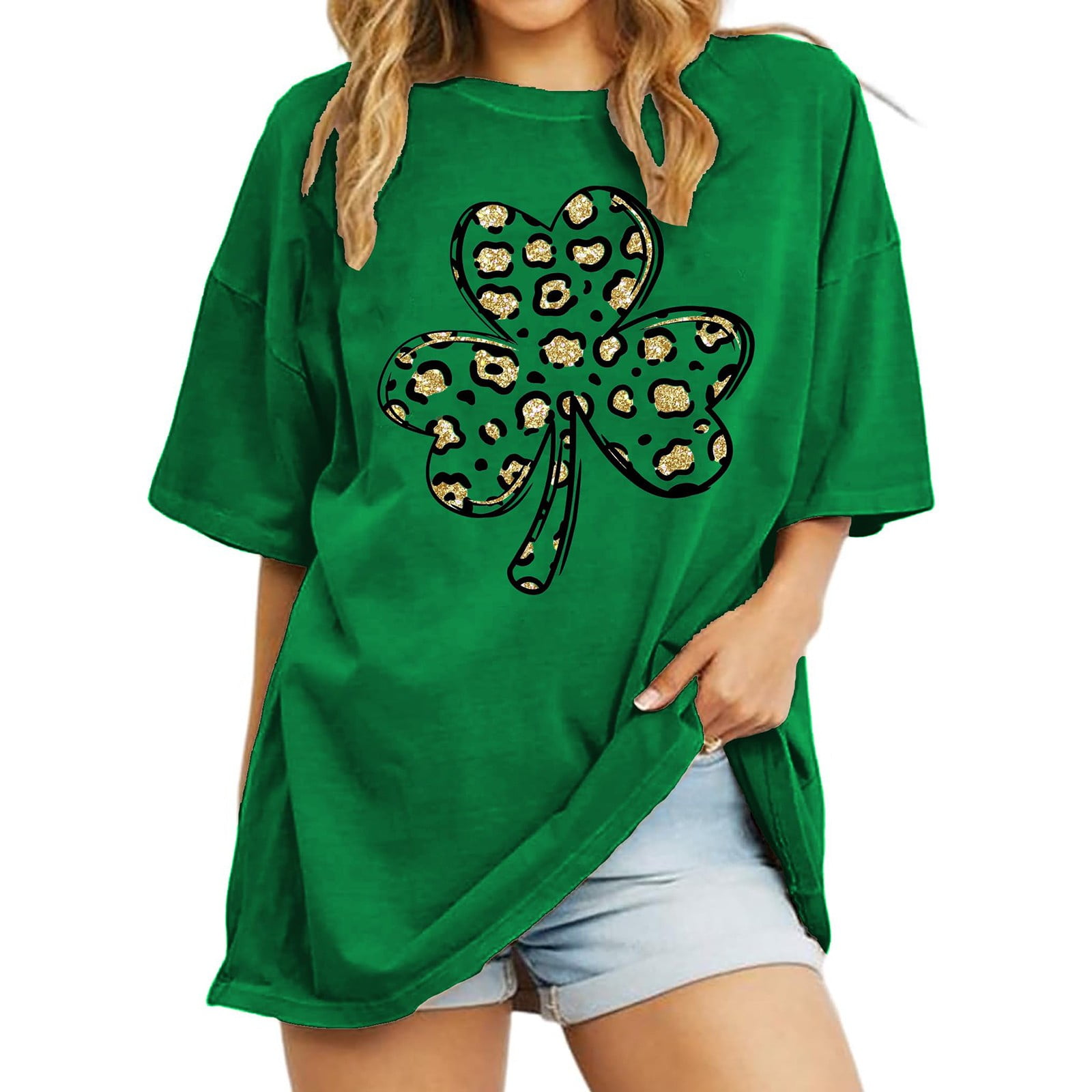 HOWPAY Womens Graphic T Shirts Shamrock Floral Short Sleeve Crew Neck ...