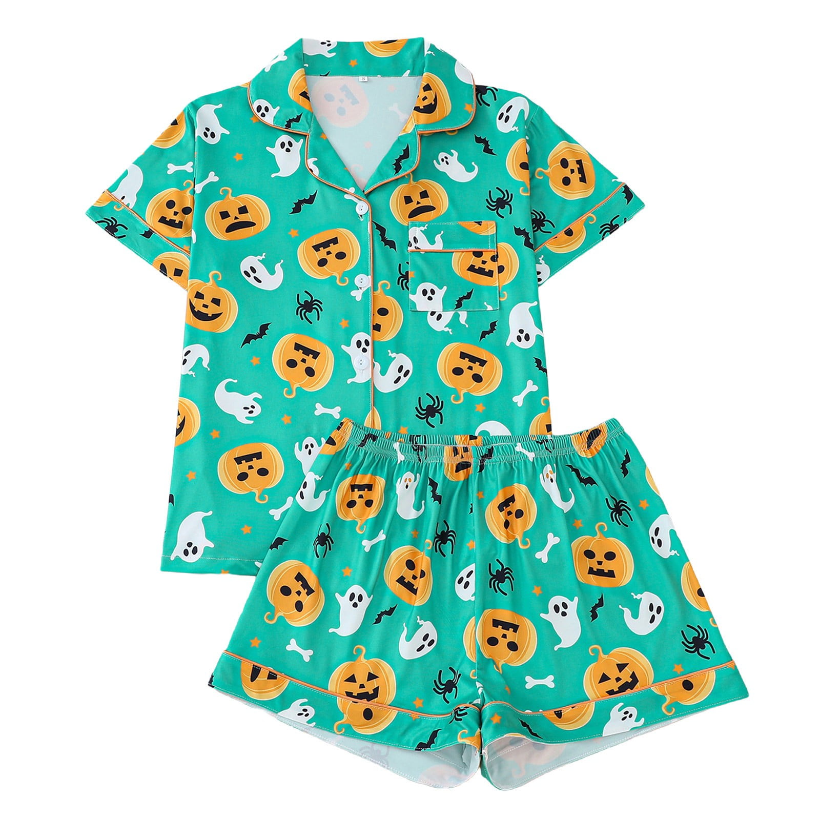 HOWPAY Womens Halloween Pajamas Set Ghost Pumpkin Graphic Relaxed Fit ...