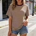 HOWPAY Womens Summer Tops Short Sleeve Crewneck Basic Tee Tops Striped ...