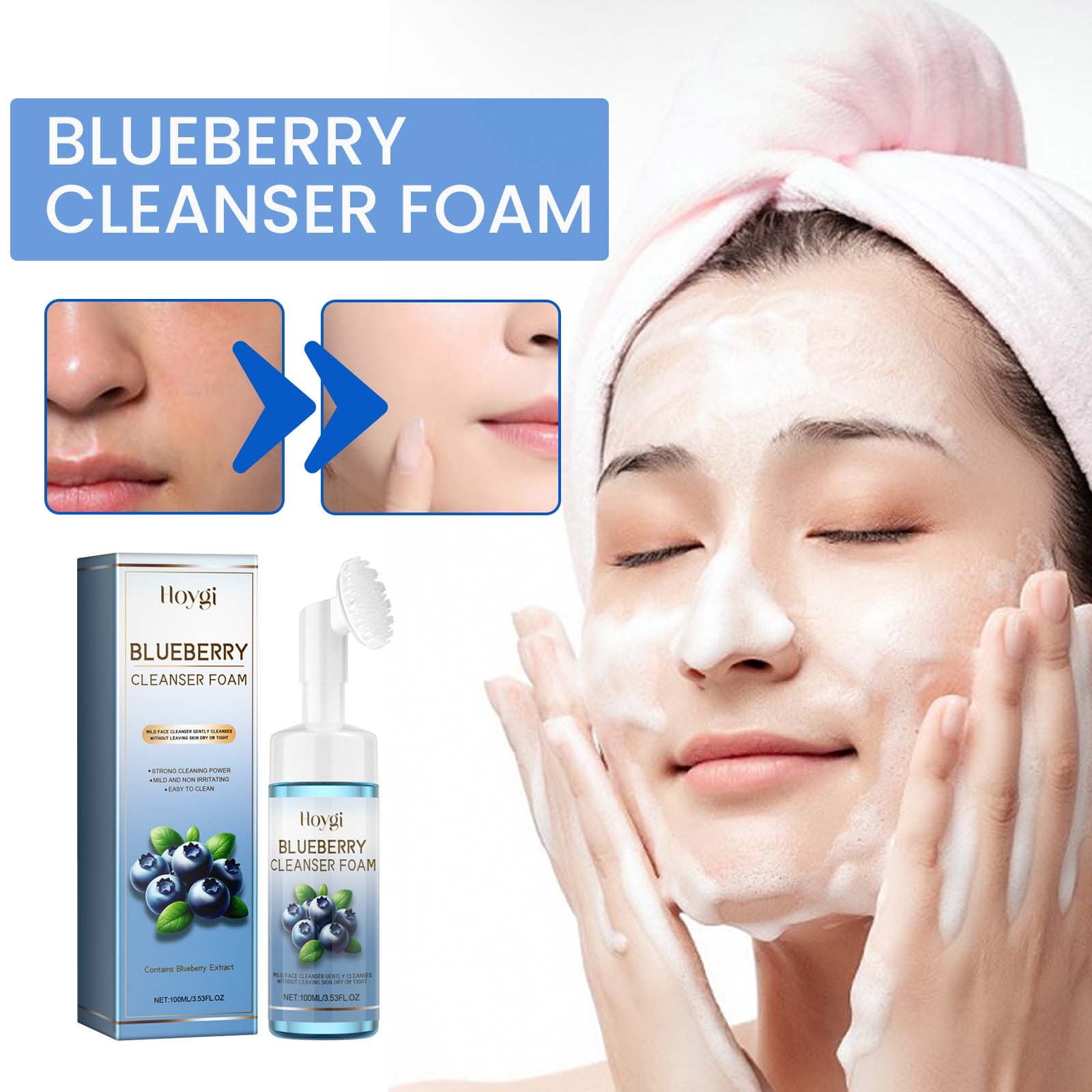 HOYGI Blueberry Facial Cleansing Foam | 100ml | Deep Pore Cleanse with ...